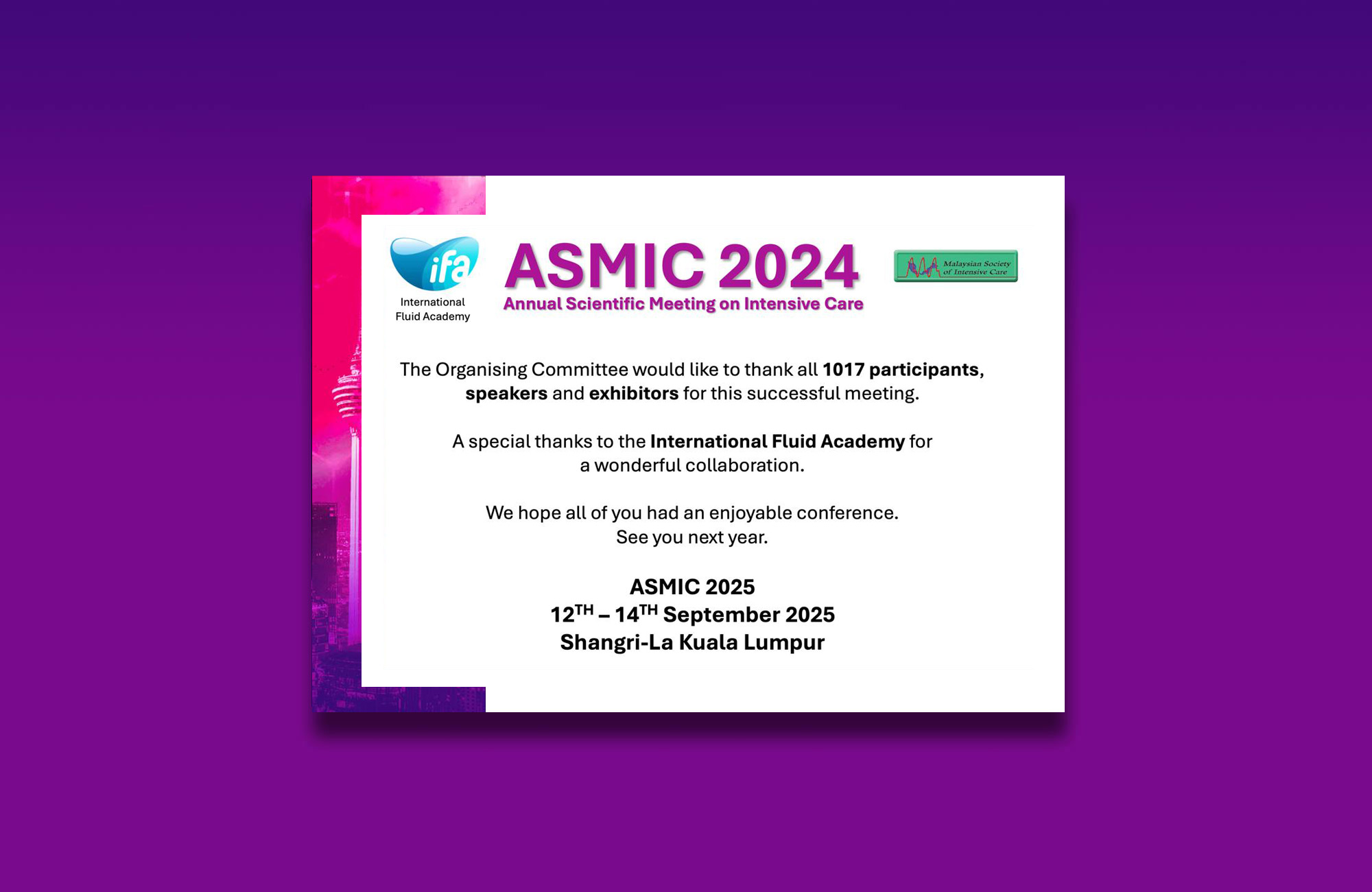 Malaysian Society of Intensive Care – Medical & Health